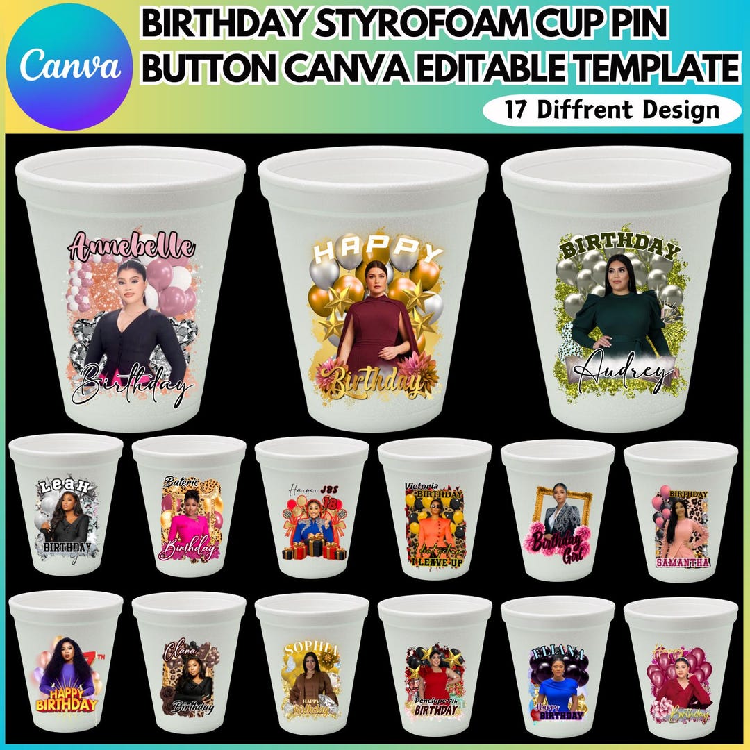 Birthday Styrofoam Cup Editable Template, Birthday Party Styrofoam Cup ...