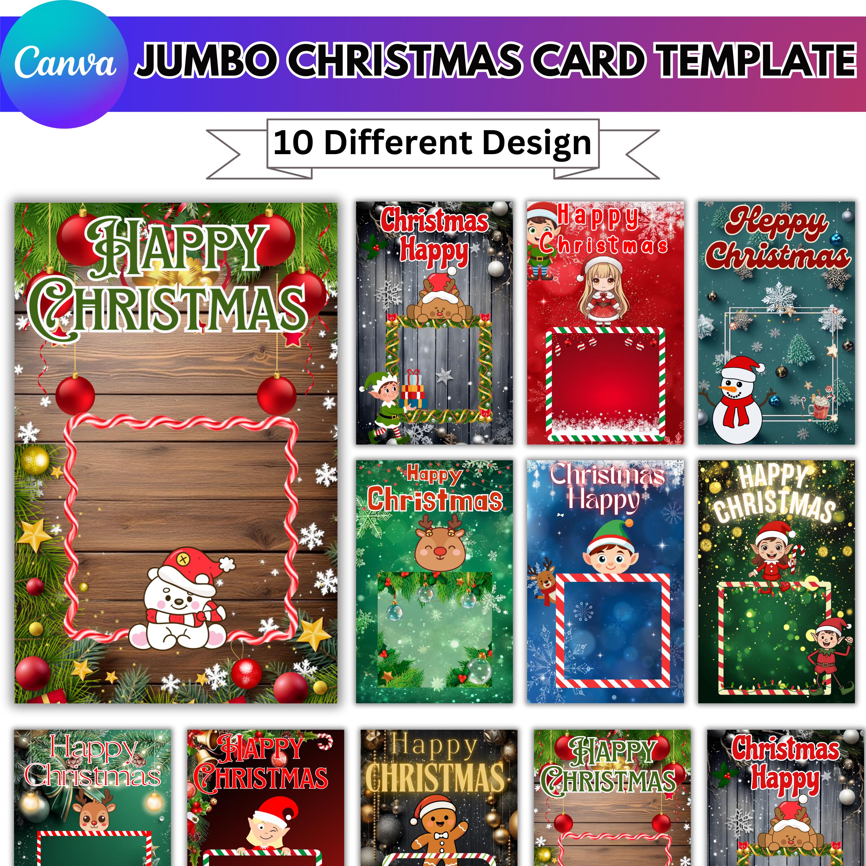 Jumbo Christmas Cards Bundle, Jumbo Christmas Card Templates, Christmas ...