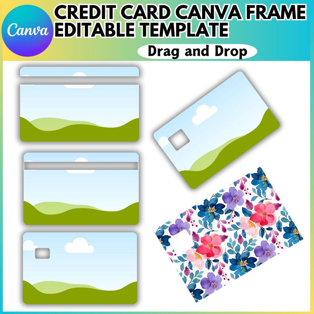 Credit Card Skin Canva Frame Editable Template, Credit Card Sticker ...
