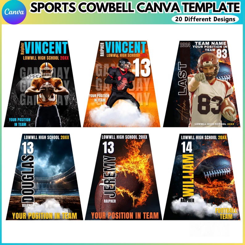 Cowbell Football Canva Editable Template, Mom Cowbell Design, Football ...