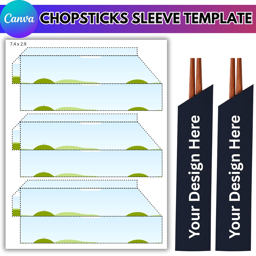 Chopsticks Sleeve Template, Chopstick Pocket and Wrapper, Japanese ...