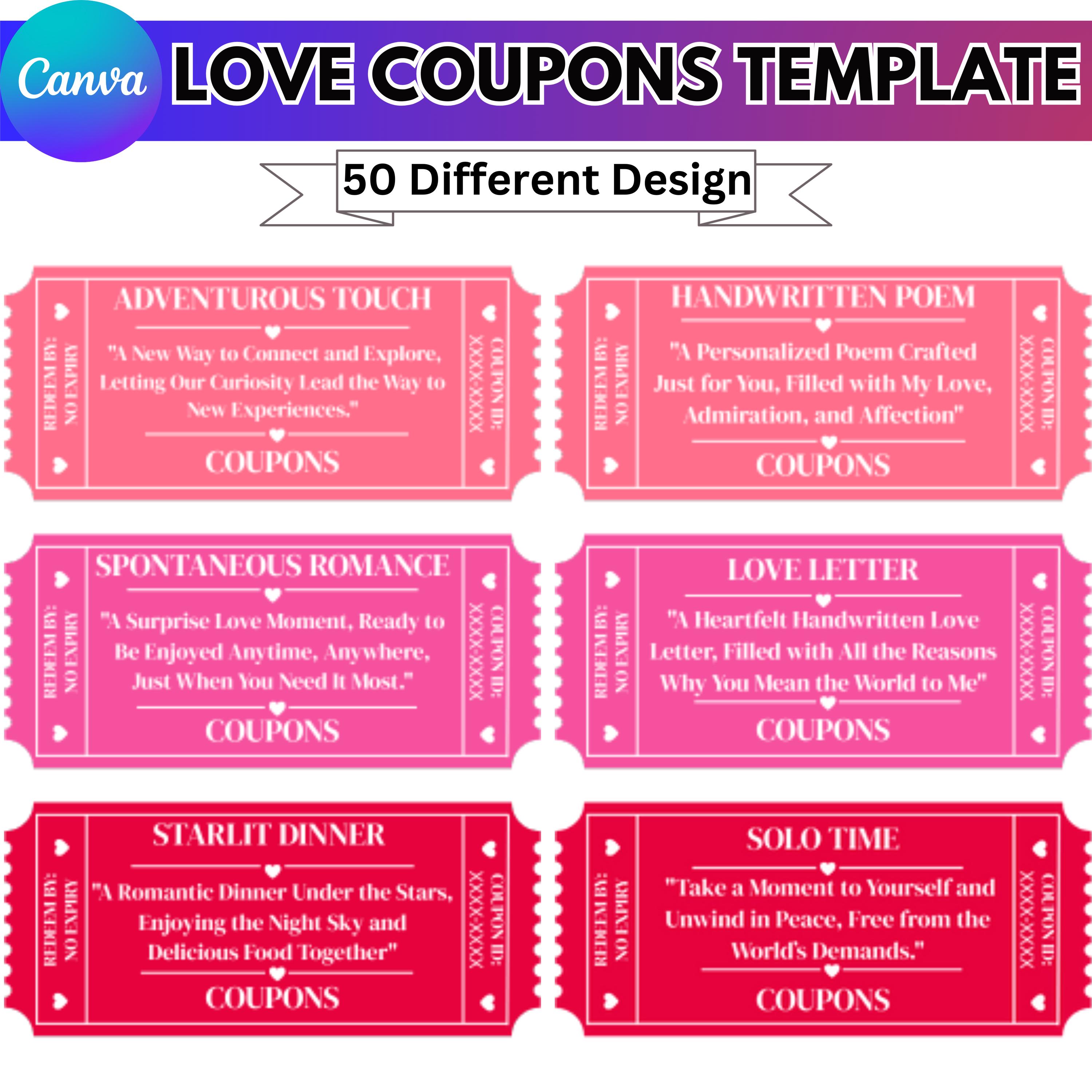 Editable Love Coupons Template | Romantic Gift Coupons | Adult ...