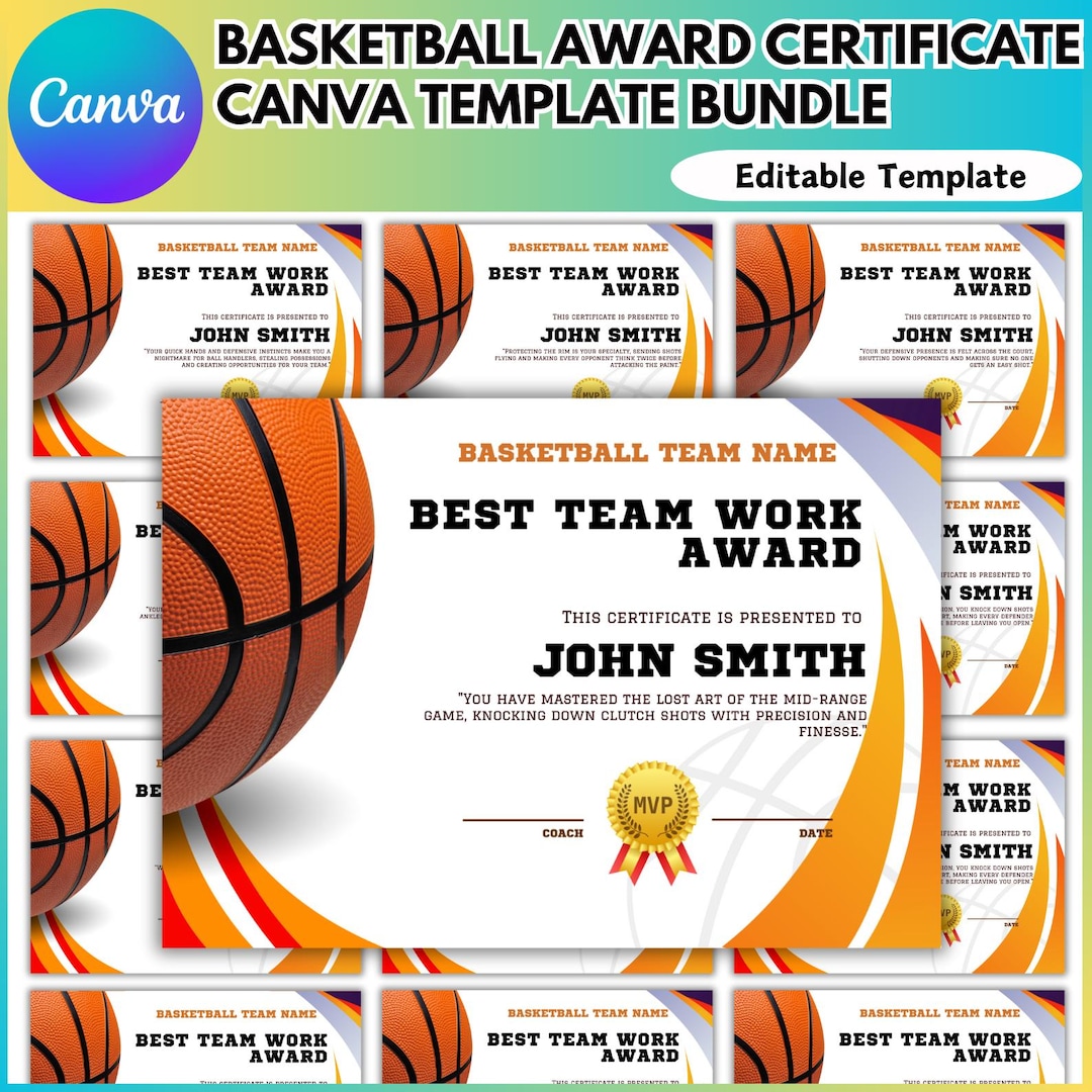 Basketball Awards Printable Canva Editable Template, End of Season ...