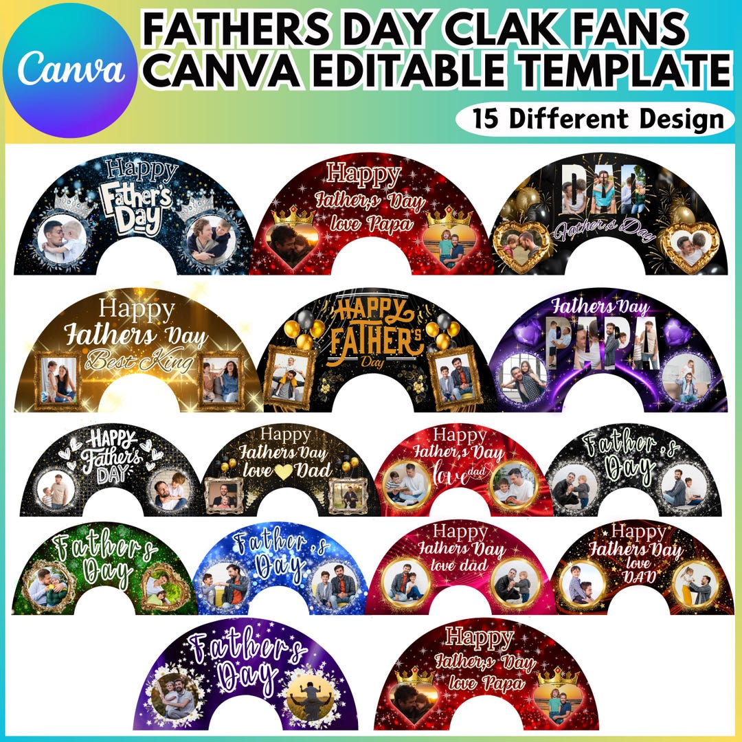 Fathers Day Clack Fan Canva Editable Template, Chinese Fan Template ...