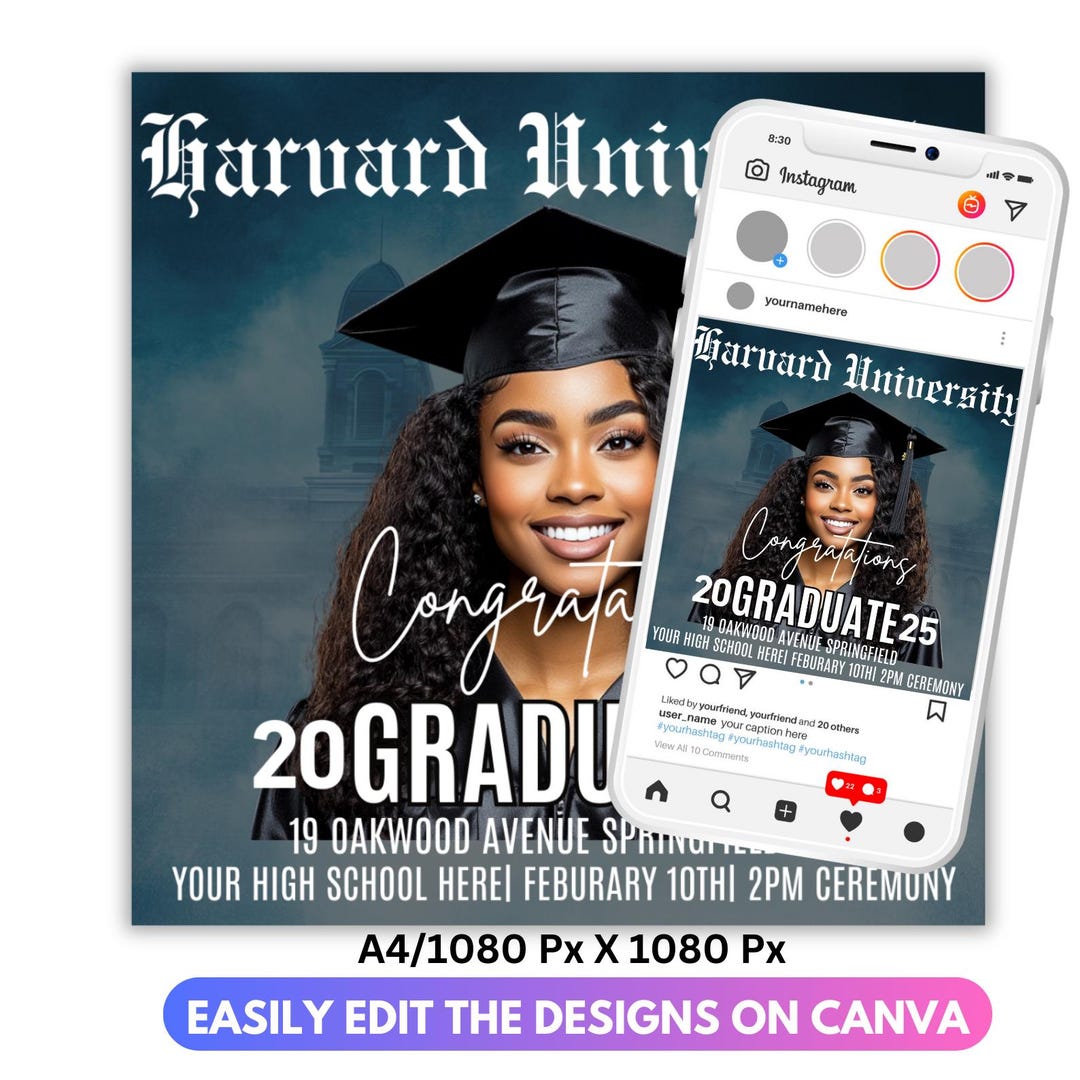 Graduate Flyer Canva Editable Template, Graduation Party Flyers ...