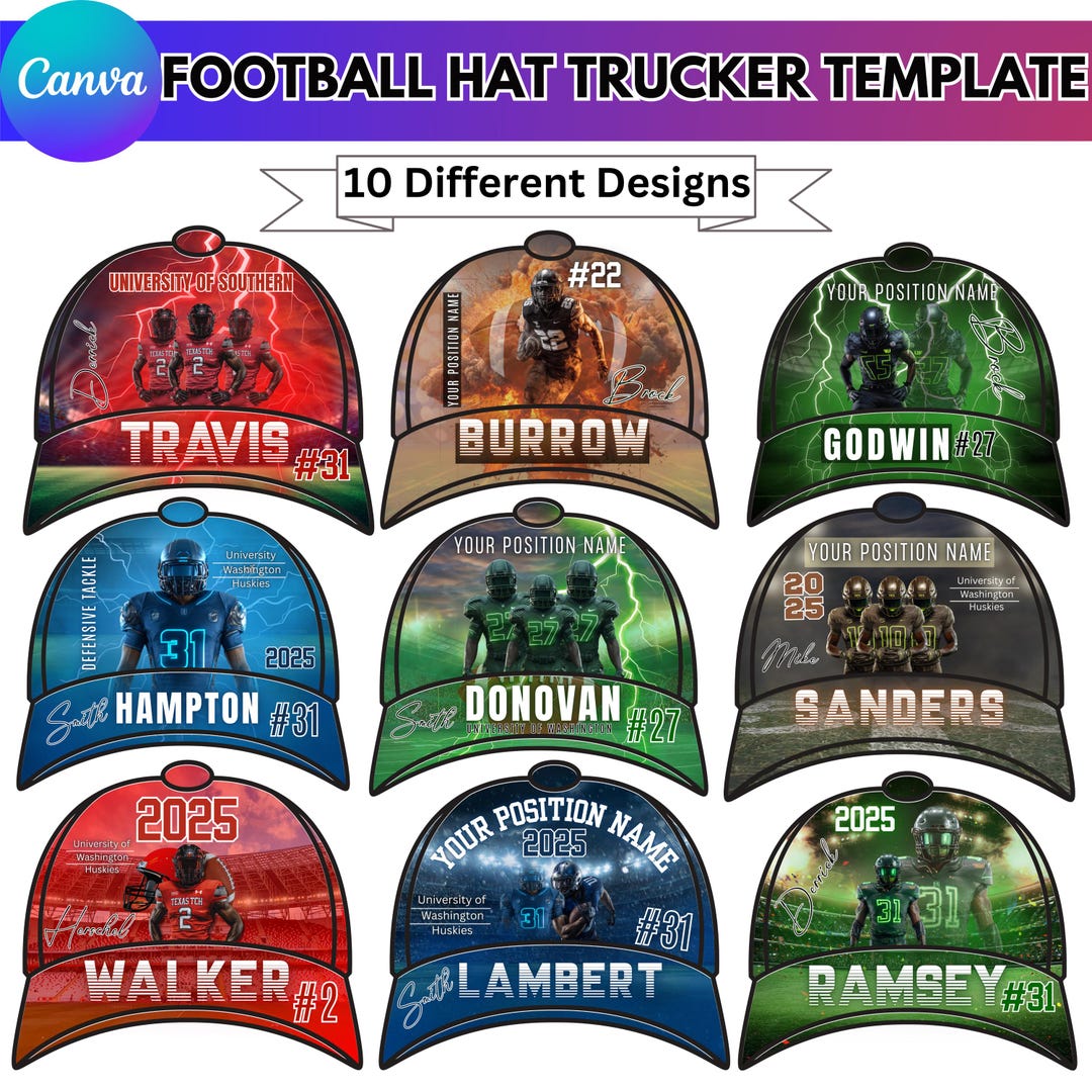 Football Cap Canva Frame Template, Sports Hat Photo Frame, Editable ...