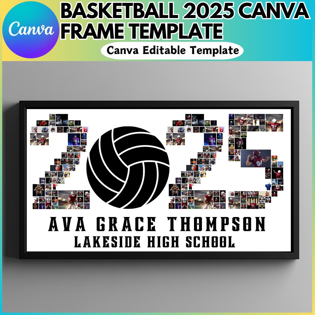 Basketball 2025 Canva Editable Photo Collage, Basketball Canva Frame ...