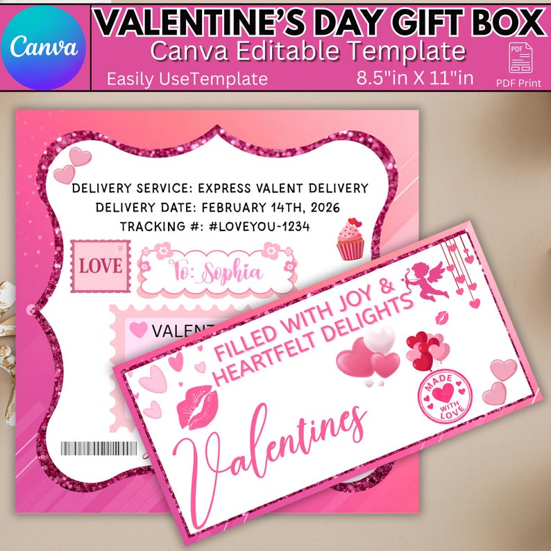 Valentine’s Day Gift Box Canva Template, Editable Love Box Design ...