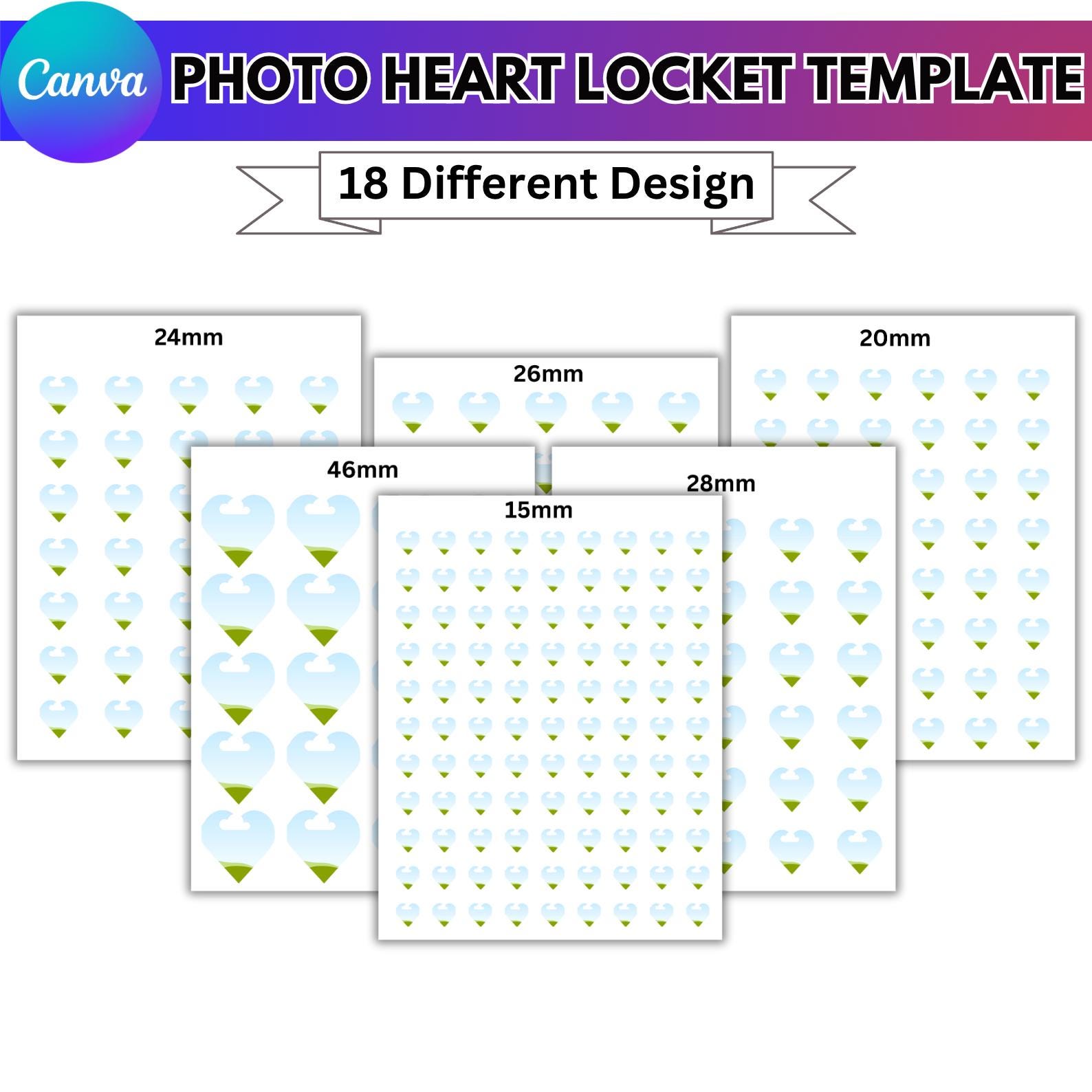 Custom Photo Heart Locket Template, Canva Necklace Locket Design ...