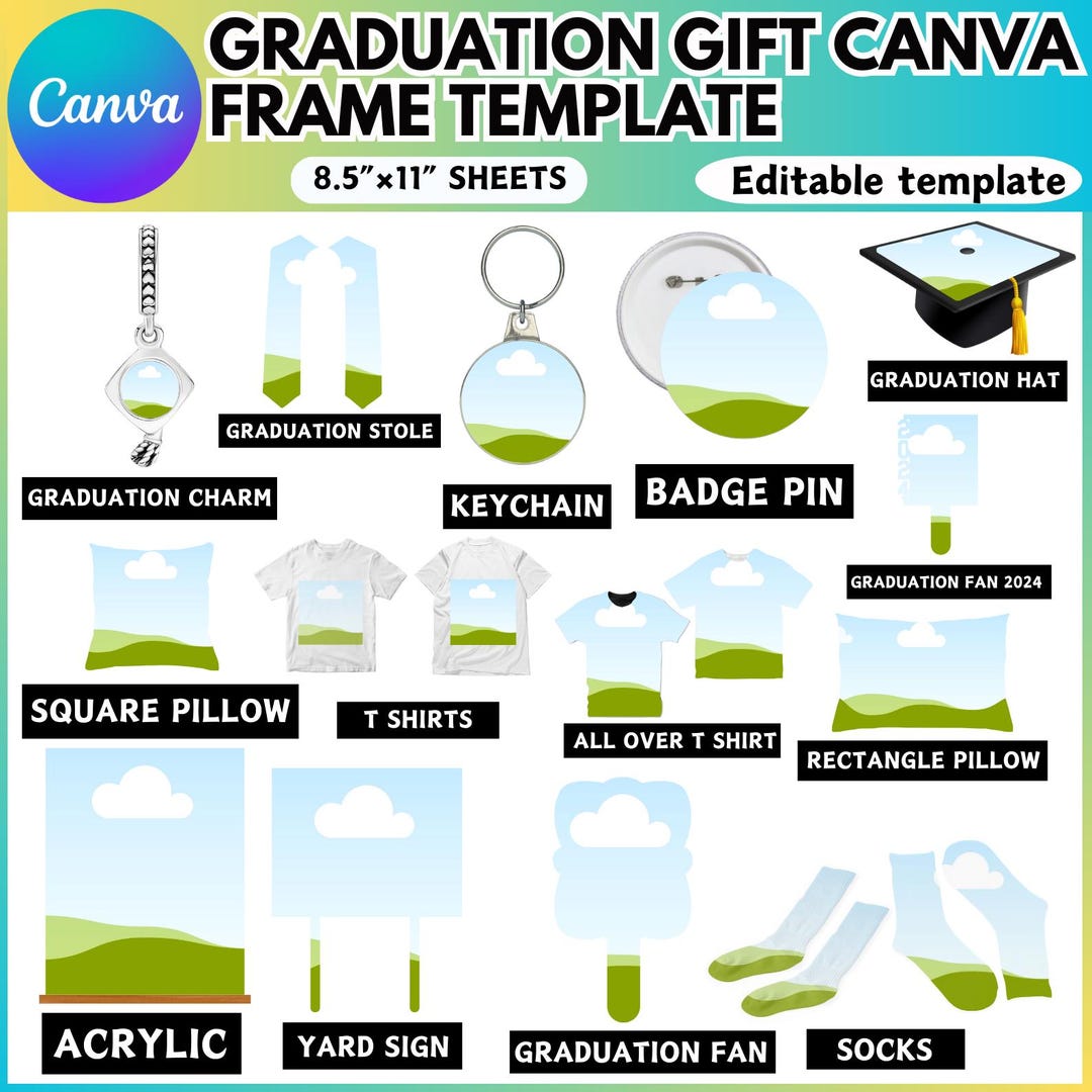 Canva Graduation Gift Set Mockup Bundle, Graduation Canva Mockup for ...