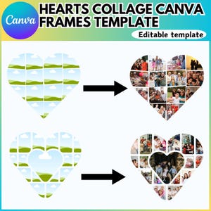 Canva Heart Photo Collage Editable Template, Drag Your Own Image ...