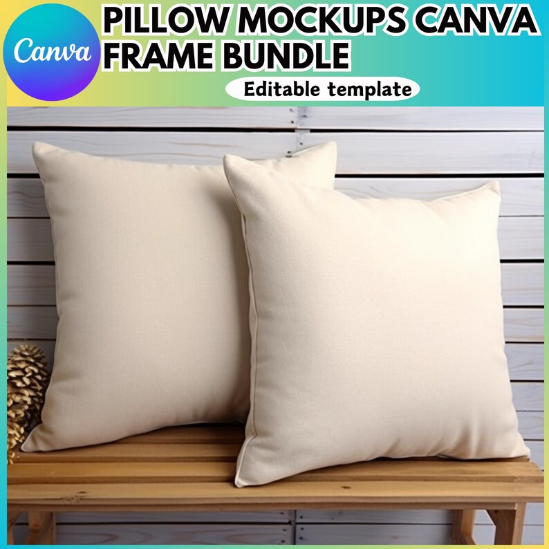 Pillow Mockup Canva Editable Template, Square Pillow Frame, Frames Diy ...