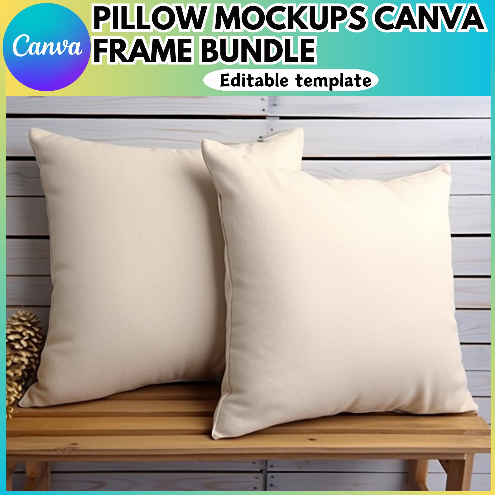 Pillow Mockup Canva Editable Template, Square Pillow Frame, Frames Diy ...