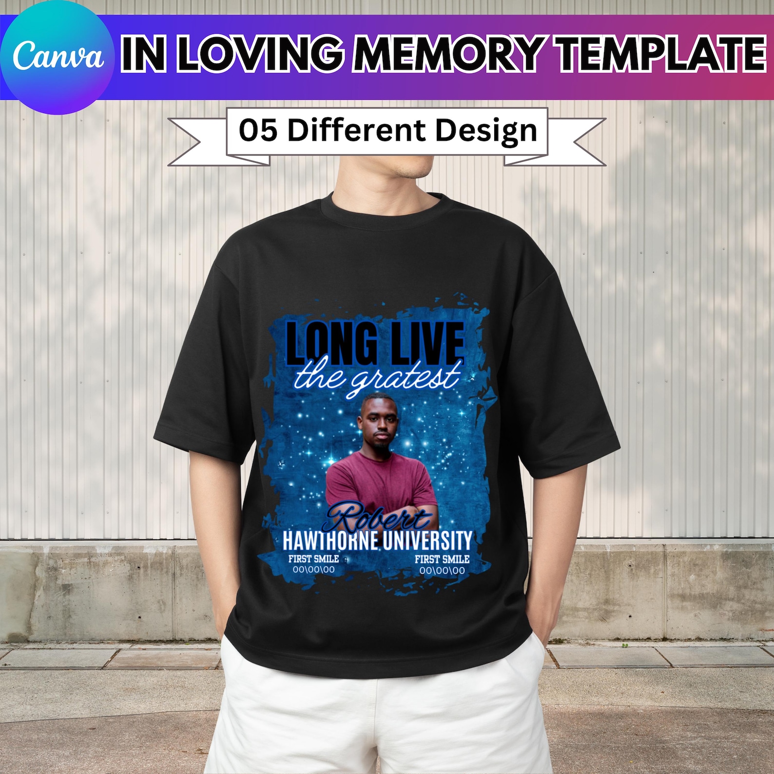 In Loving Memory Blue Design Canva Editable Bundle, Funeral ...