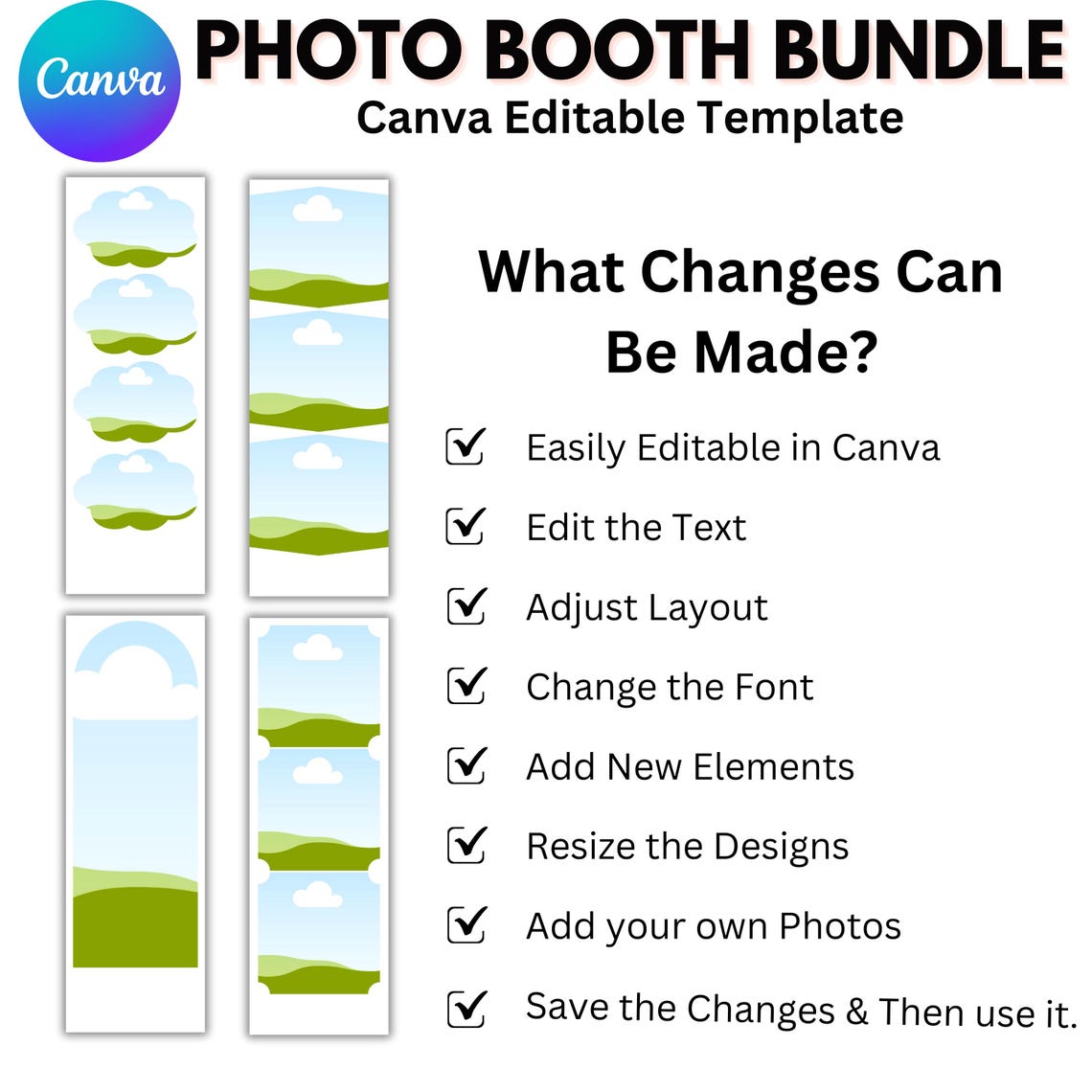Photo Booth Template Bundle | Editable 6x4 Canva Frames | Printable ...