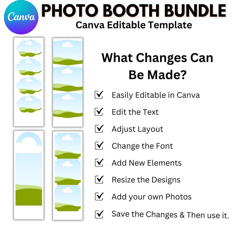 Photo Booth Template Bundle | Editable 6x4 Canva Frames | Printable ...