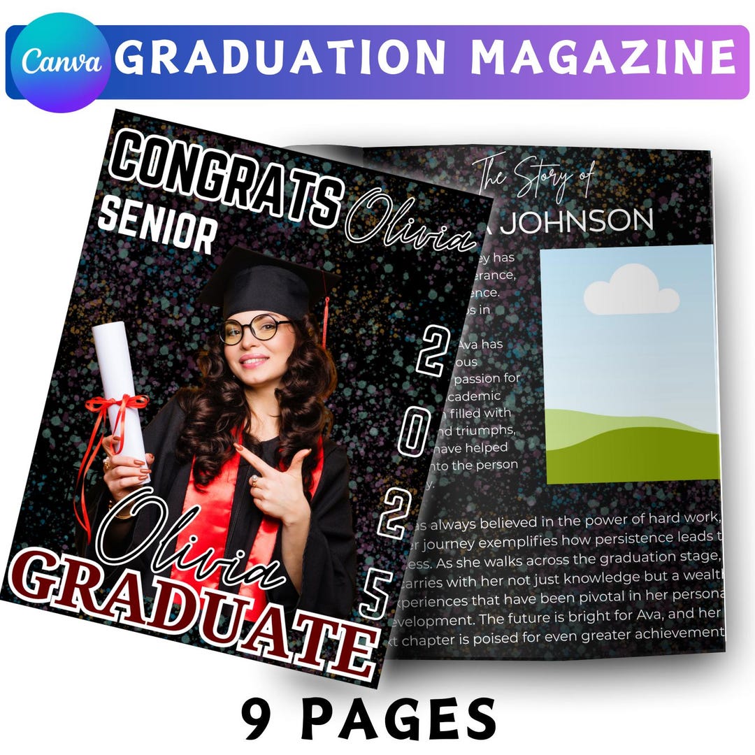 Graduation Magazine Booklet Canva Editable Template Bundle, 2025 Senior ...