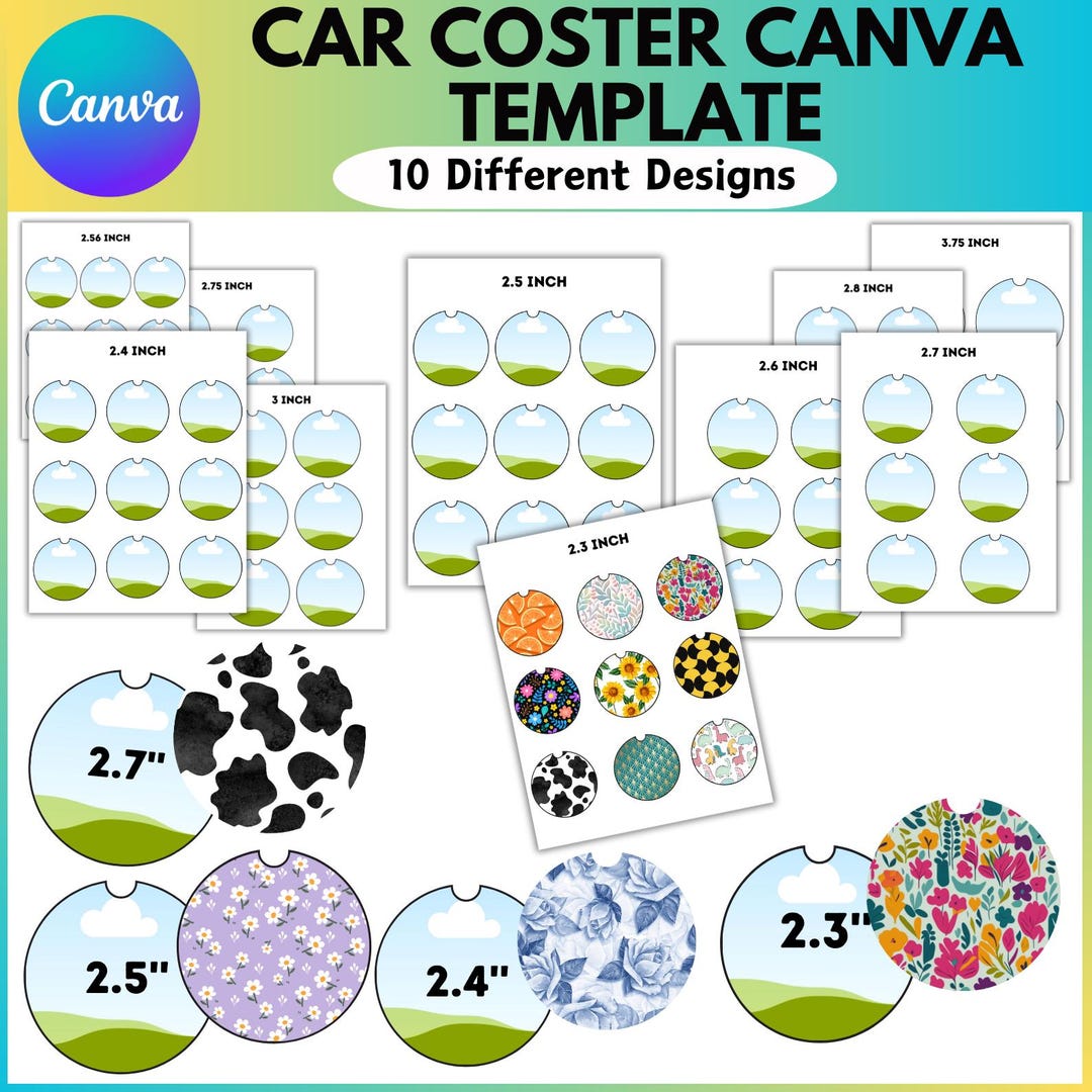 Car Coaster Template Bundle, Car Cup Coaster, Car Coaster Png, Car ...
