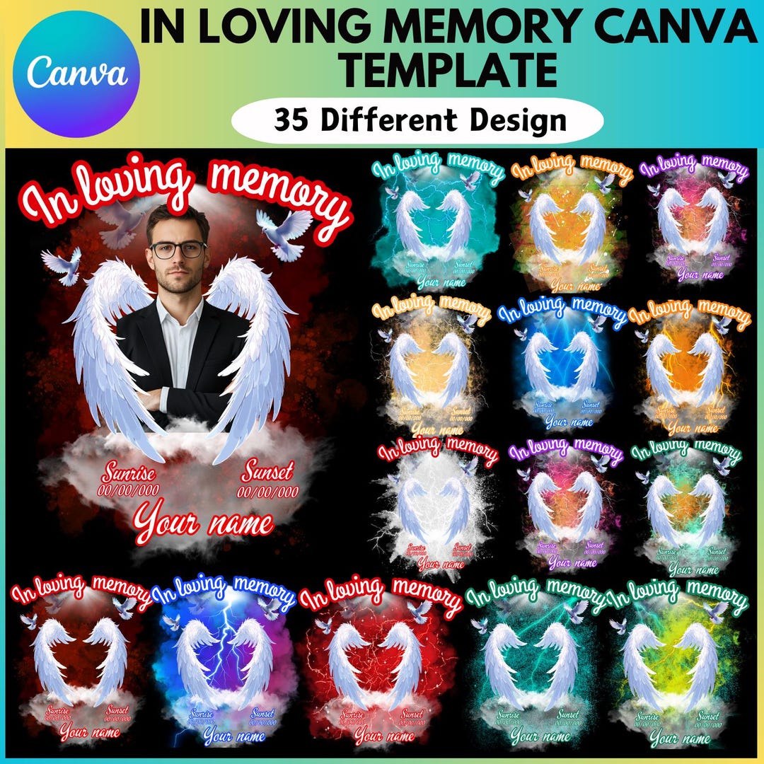 35 in Loving Memory Design Canva Editable Bundle, Memorial Design ...