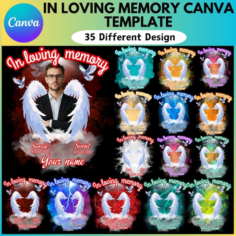 Green and Orange Memorial Template - Etsy