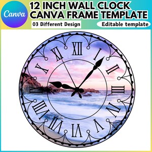 12inch Clock Sublimation Canva Editable Template, Wall Clock Template ...