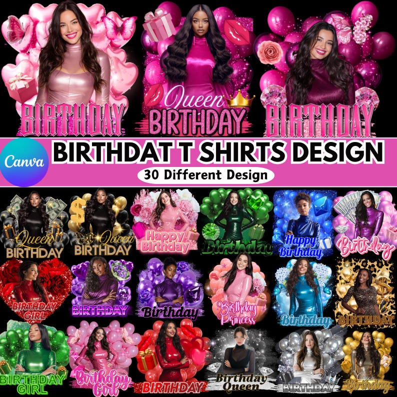 Birthday Sticker Canva Editable Template, Birthday Party Stickers ...