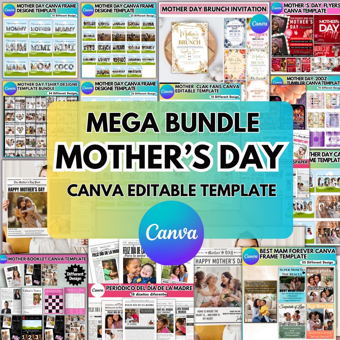 Mothers Day Canva Editable Mega Bundle, Mother Day Svgs, Mom Tumbler ...