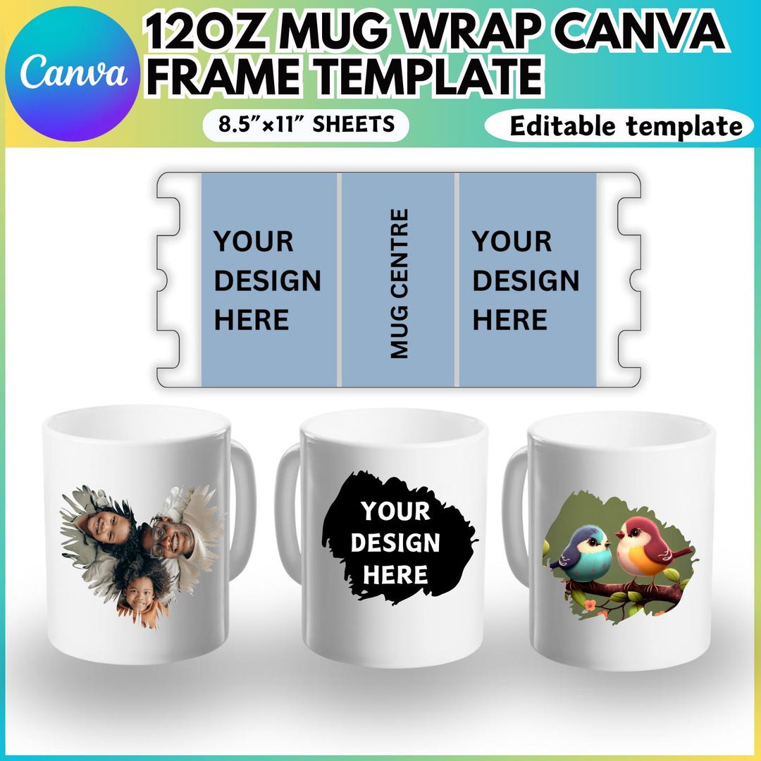 12oz Mug Canva Editable Mockup, 12oz Canva Editable Template, Coffee ...