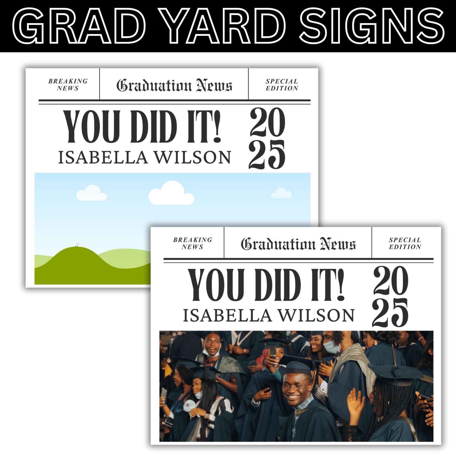 Graduation Yard Sign Canva Editable Templates, Congrats Grad Signs ...
