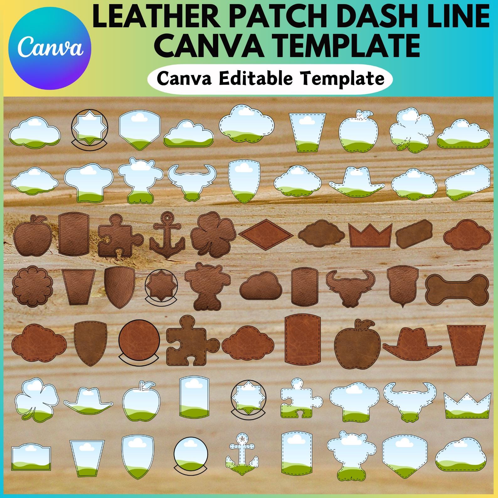 Leather Patch Canva Editable Template, Custom Leather Patch, Leather ...