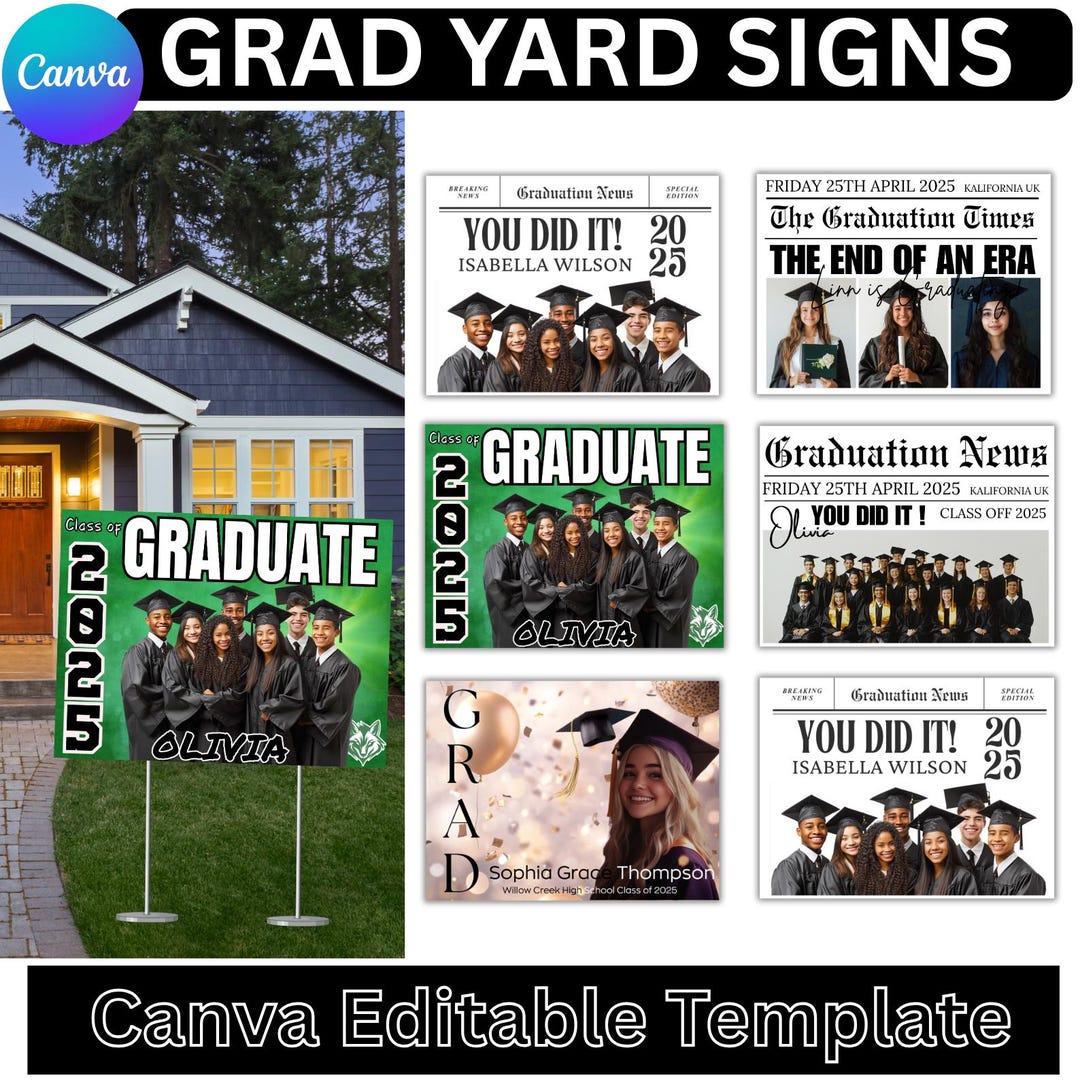 Graduation Yard Sign Canva Editable Templates, Congrats Grad Signs ...