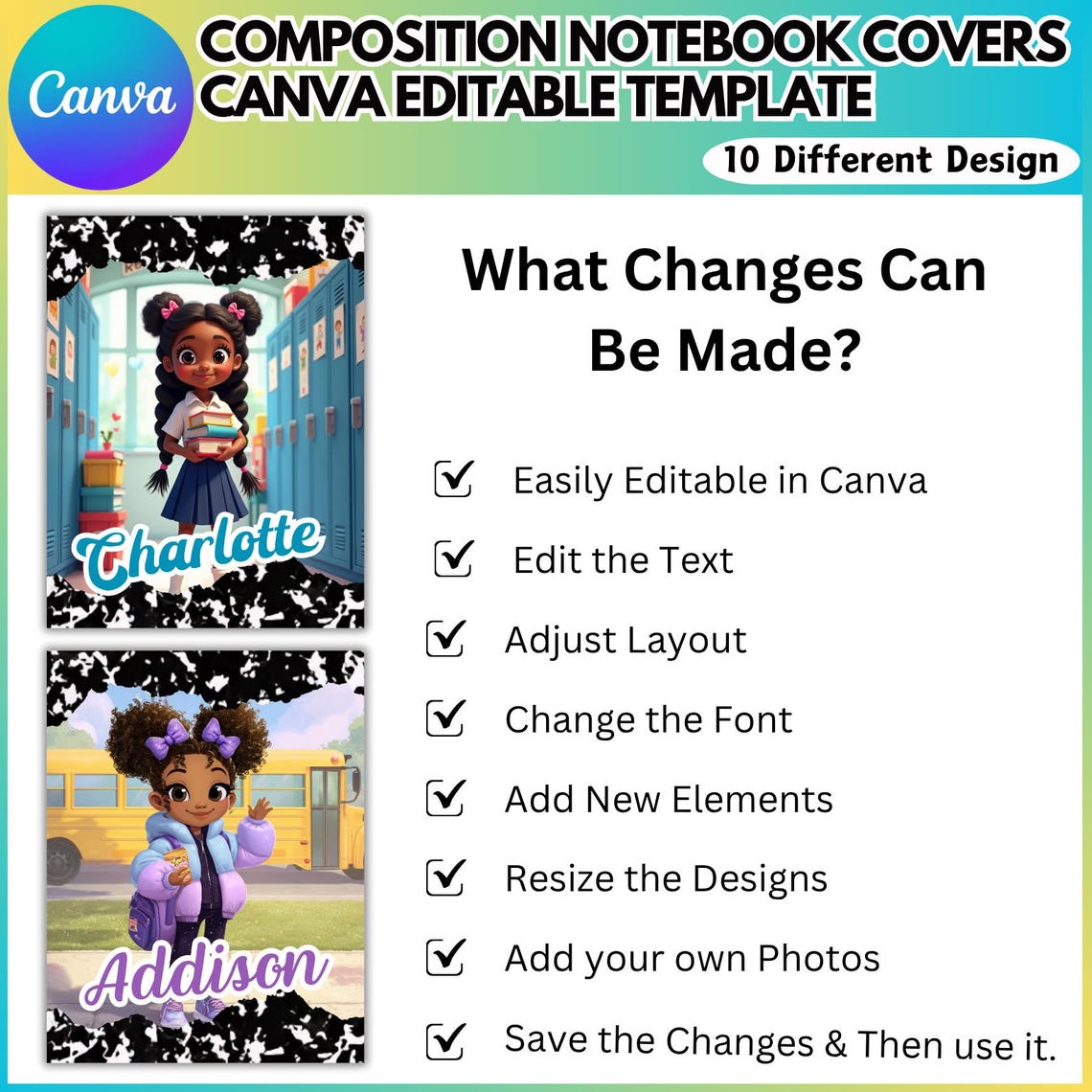 Composition Book Cover Template, Canva Composition Notebook Design ...