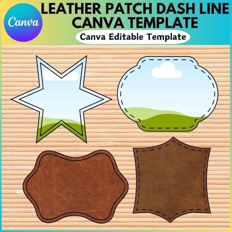 Leather Patch Canva Editable Template, Custom Leather Patch, Leather ...