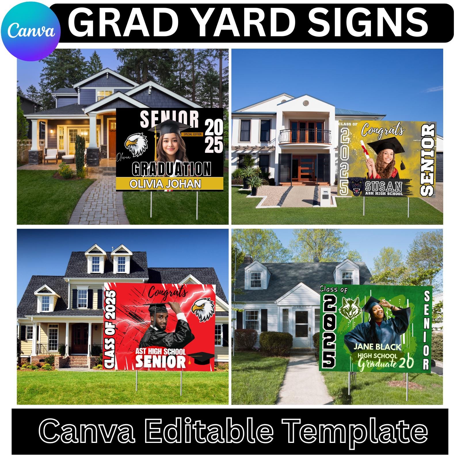 Graduation Yard Sign Canva Editable Templates, Congrats Grad Signs ...