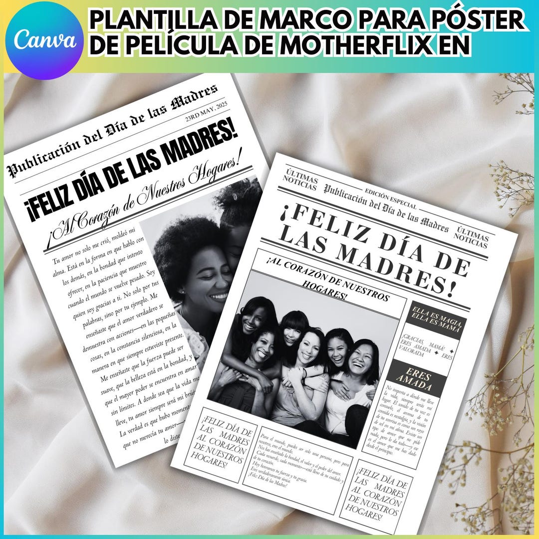Plantilla Editable De Periódico Para El Día De La Madre En Canva ...