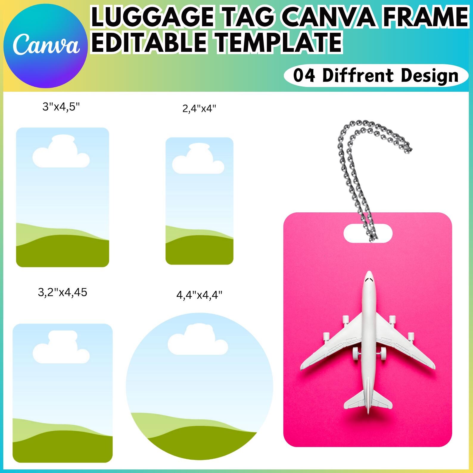 Luggage Tag Canva Editable Template, Luggage Tag Personalized, Travel ...