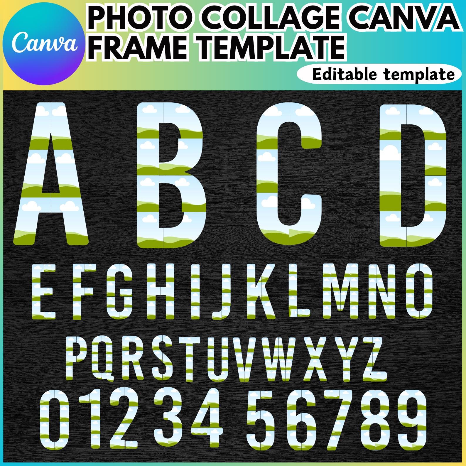 Canva Photo Collage Editable Letters Template, Photo Collage Bundle ...