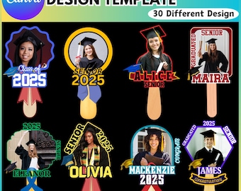 Grad Fan Canva Editable Template, Class of 2025 Graduation Paddle ...