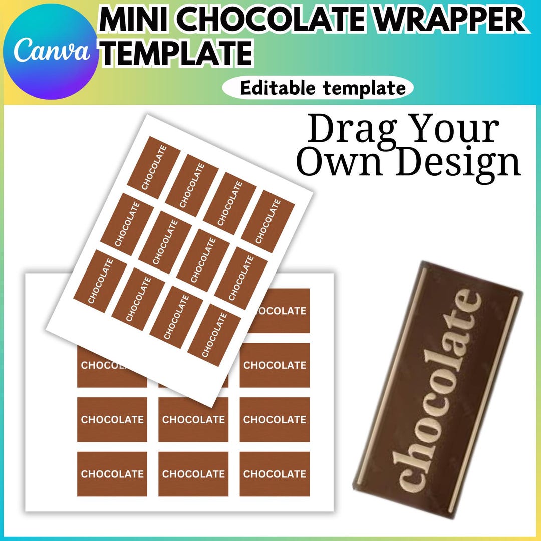 Mini Chocolate Wrapper Canva Editable Template, Mini Candy Wrapper Svg ...