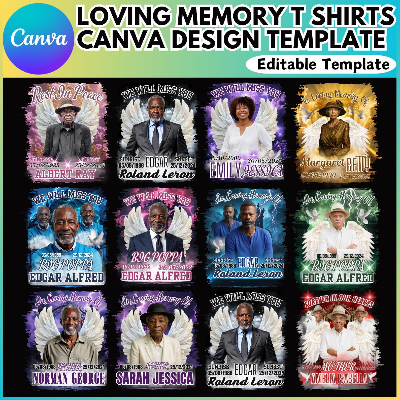 In Loving Memory Design Canva Editable Bundle, Funeral & Remembrance ...