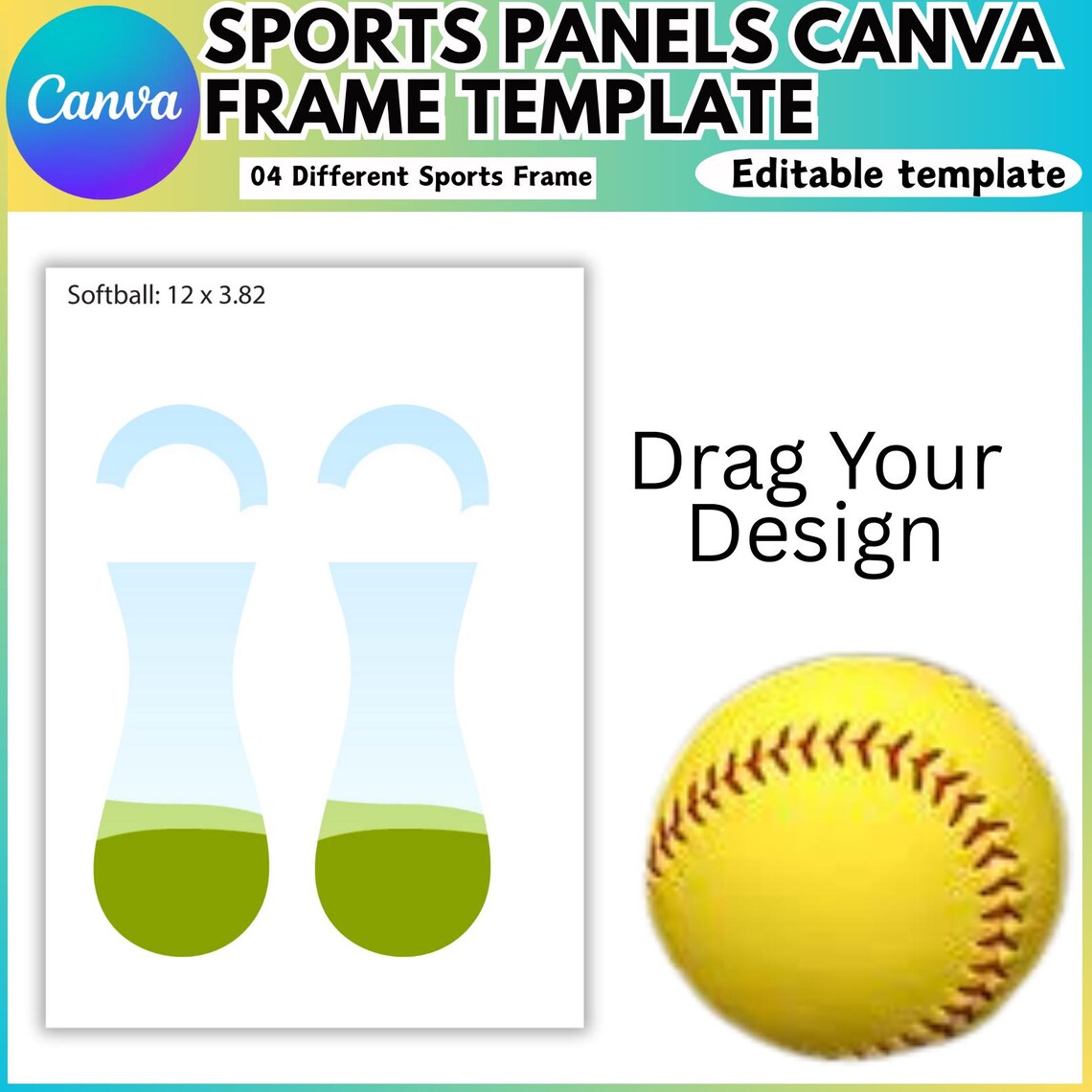Sports Panel Canva Editable Template Bundle, Baseball, Softball ...