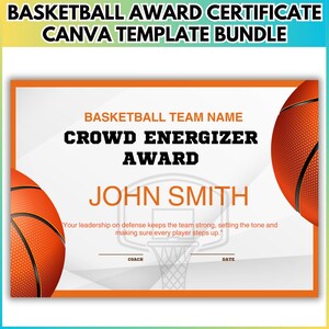 Basketball Awards Printable Canva Editable Template, End of Season ...