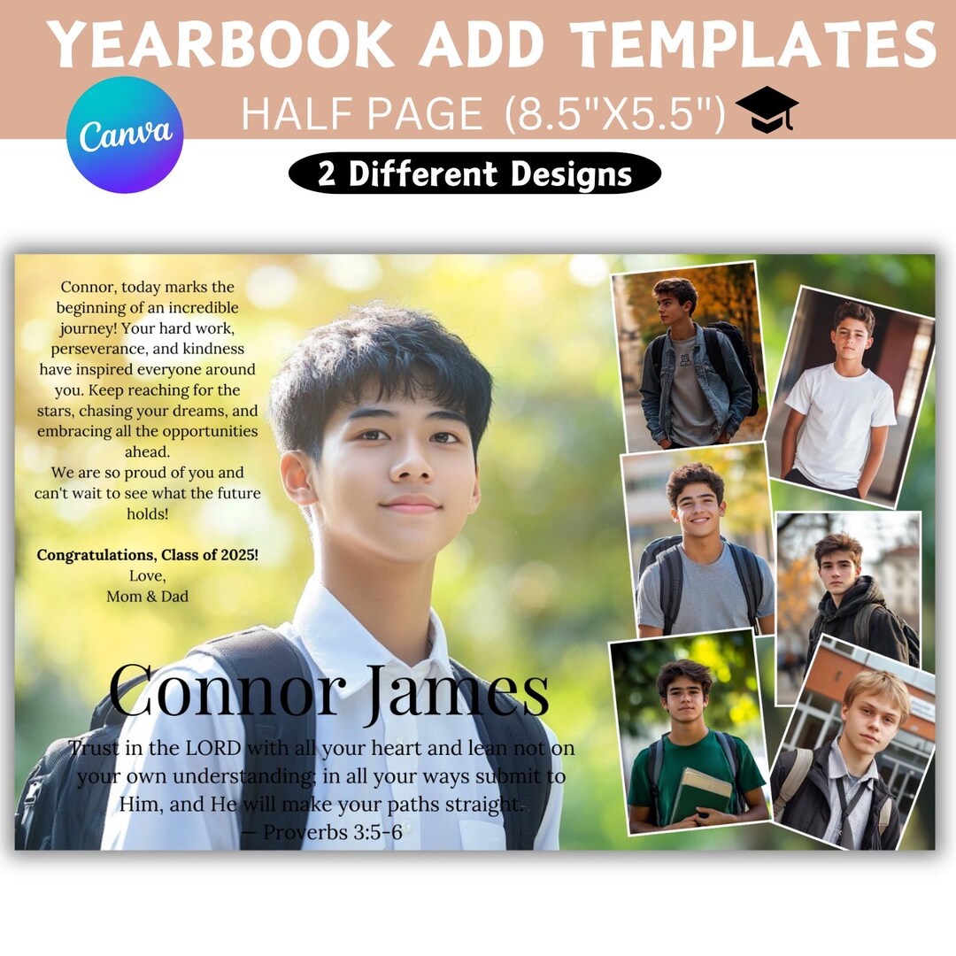 Half Page Yearbook Ad Canva Editable Template, Senior Yearbook Ad ...