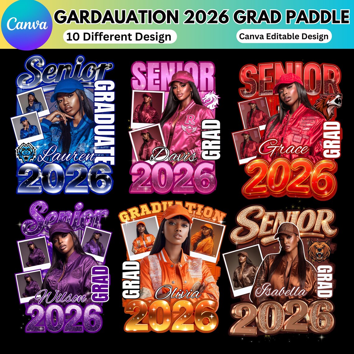 Grad Fan 2026 Canva Editable Template, Class of 2026 Graduation Paddle ...