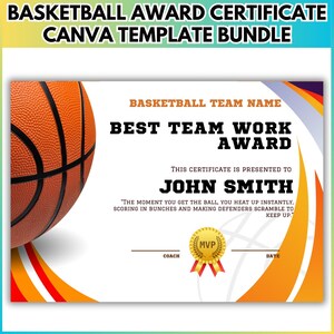 Basketball Awards Printable Canva Editable Template, End of Season ...