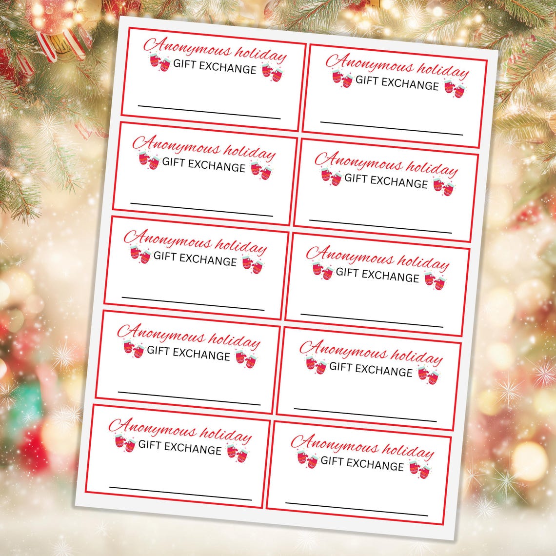 Editable Secret Santa Name Draw Cards, Office Secret Santa Game, White ...