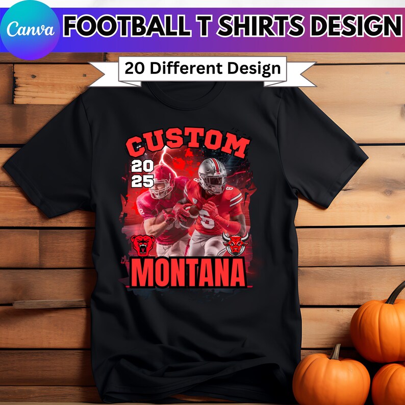 Football T Shirt Canva Editable Template, Custom Football Bundle ...