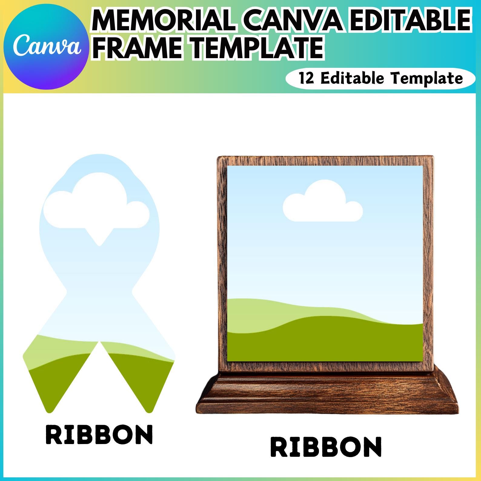 Memorial Canva Frame Editable Mockup, Memorial T Shirt, Pendant, Pillow ...