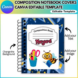Composition Book Cover Mega Bundle, Canva Composition Notebook Design ...
