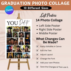 Graduation Photo Collage Canva Editable Template Set, Graduation ...